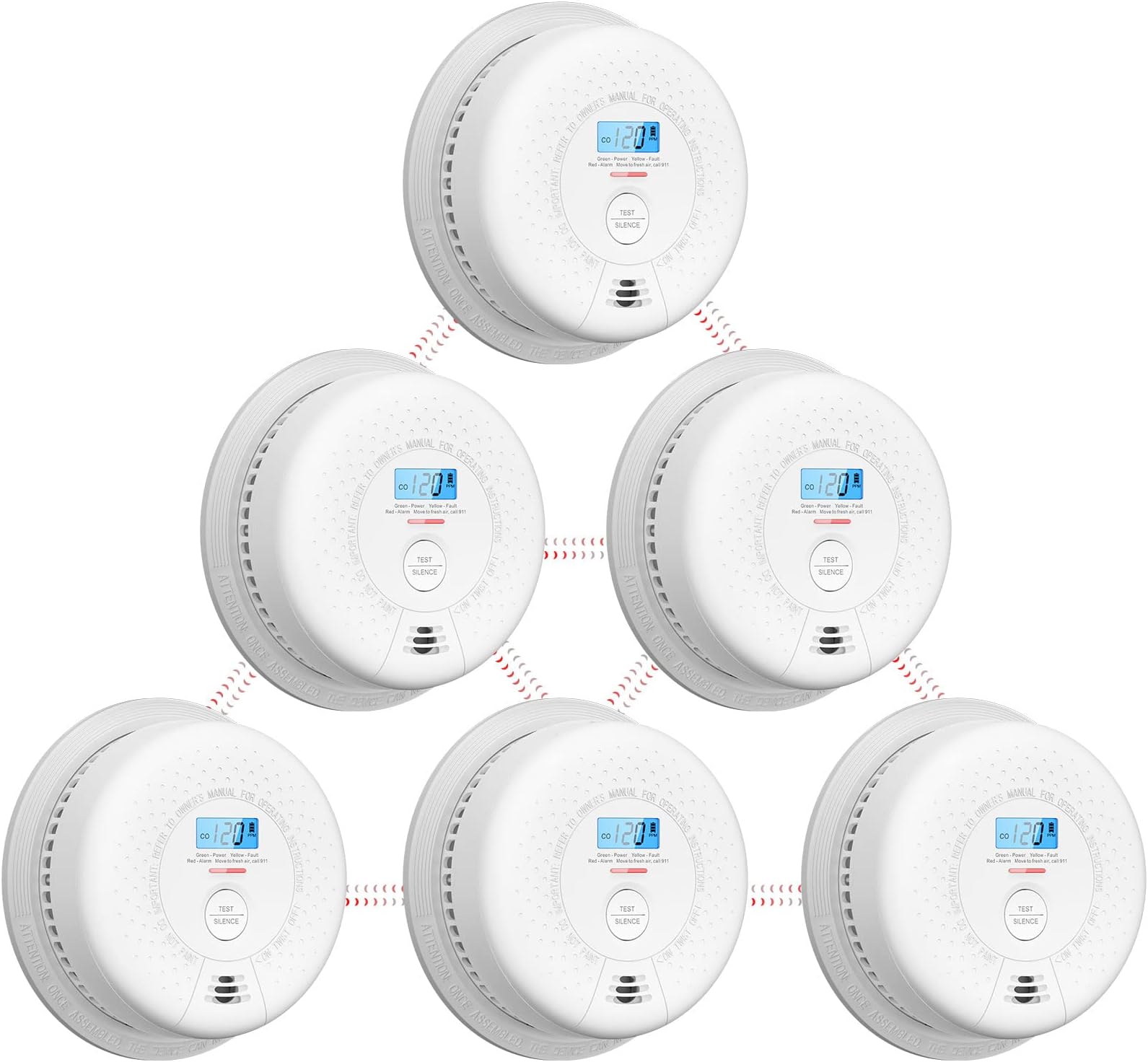 X-Sense Wireless Interconnected Smoke Detector Fire Alarm XS01-WR (6 ...