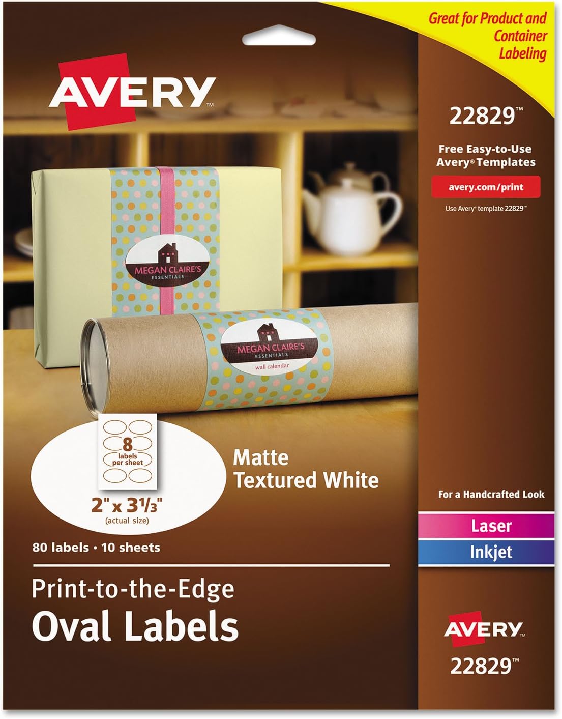 Amazon.com : Avery Printable Blank Oval Labels, 2" x 3-1/3", Textured ...
