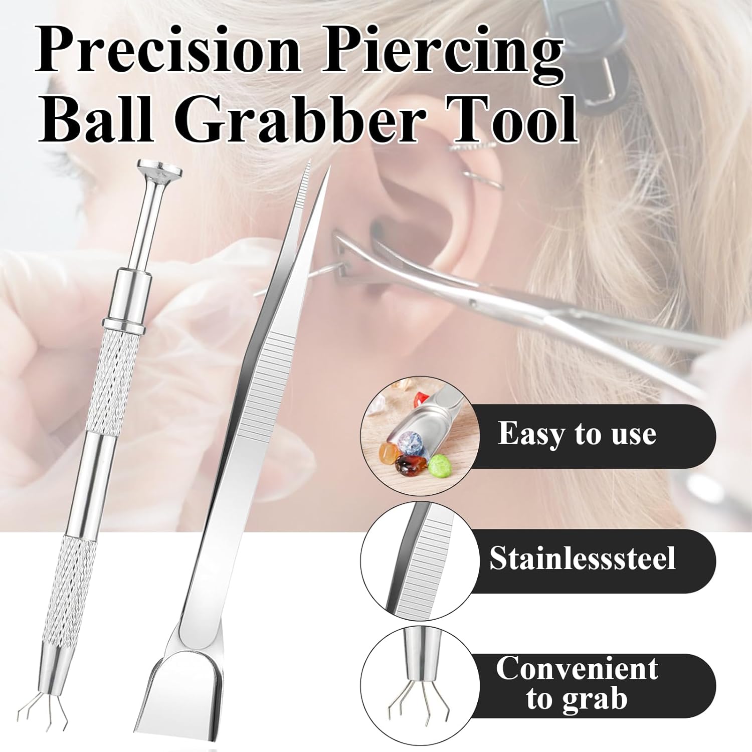 Piercing Ball Grabber Tool 3Pcs - Bead Holder for Secure Jewelry ...