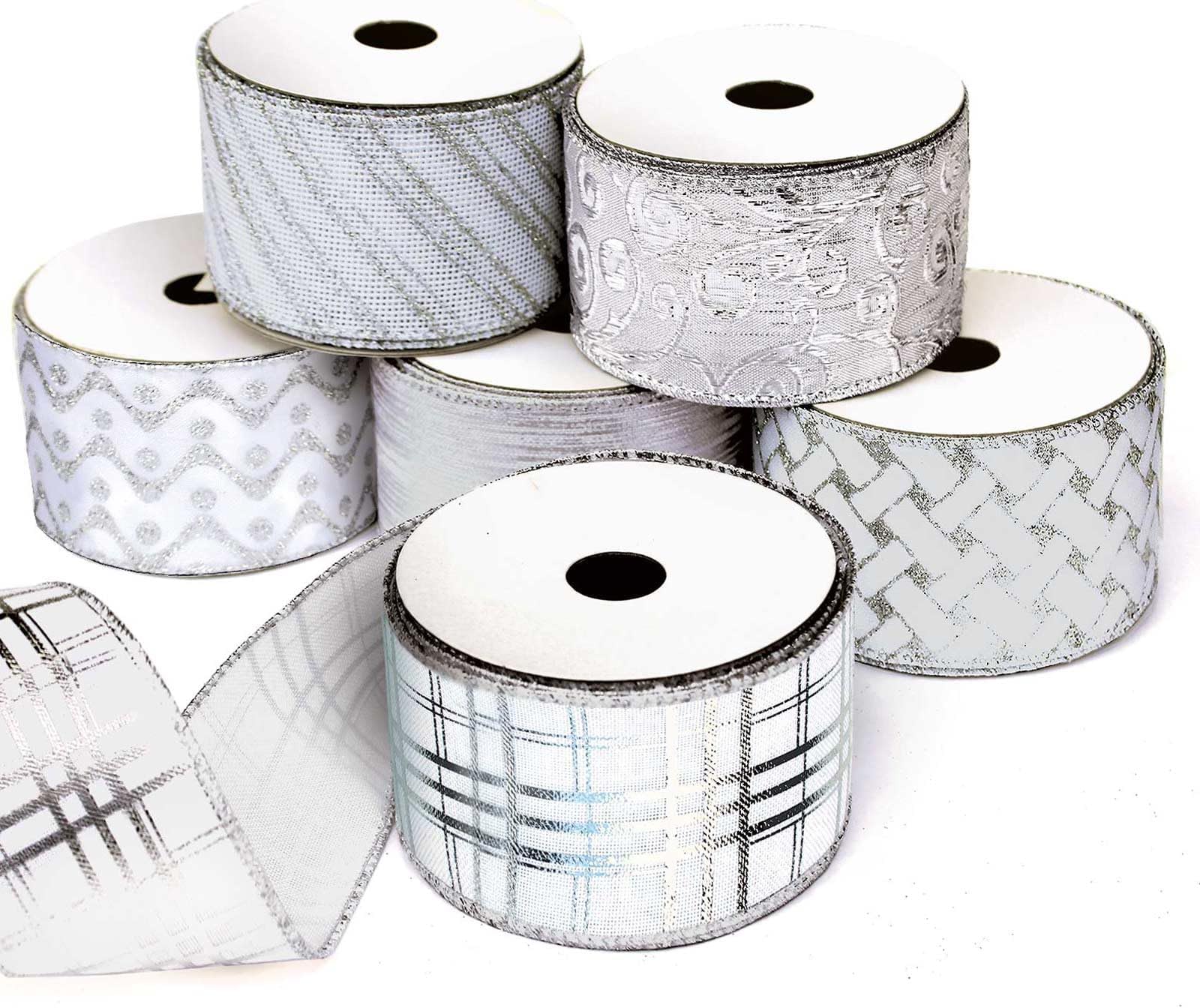 Amazon.com: Wire Edged Ribbon Silver Sheer Organza Gift Wrap Ribbon 50 ...