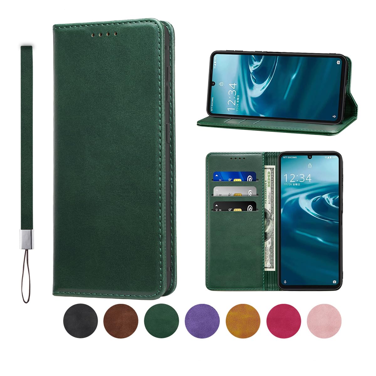 Amazon.co.jp: Sense8 ケース 手帳型 高質PUレザー AQUOS Sense8 ケース 耐衝撃 SH-54D カバー ...