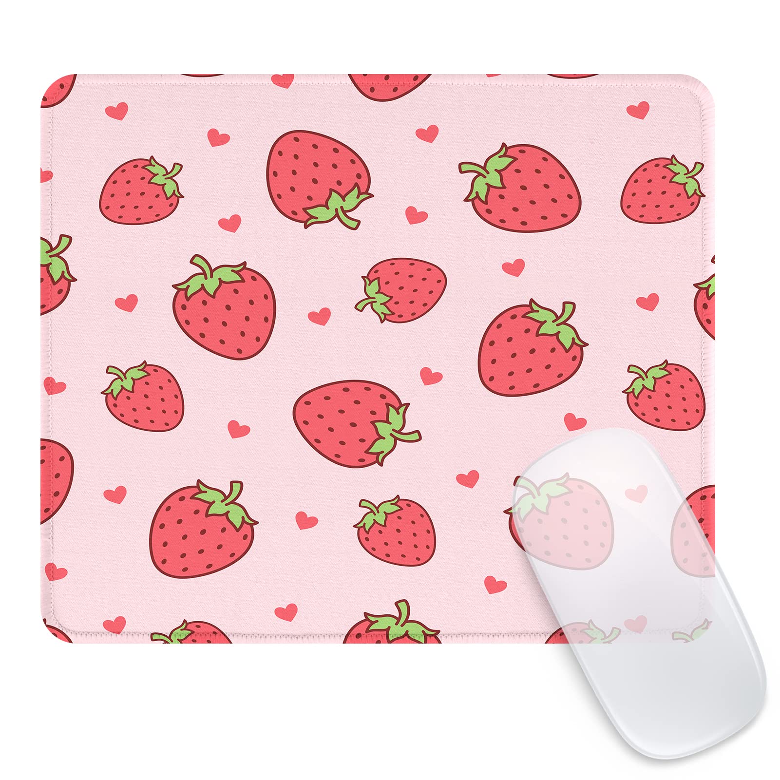 Amazon.com: Seorsok Square Mouse Pad Cute Pink Strawberry,Office Home ...