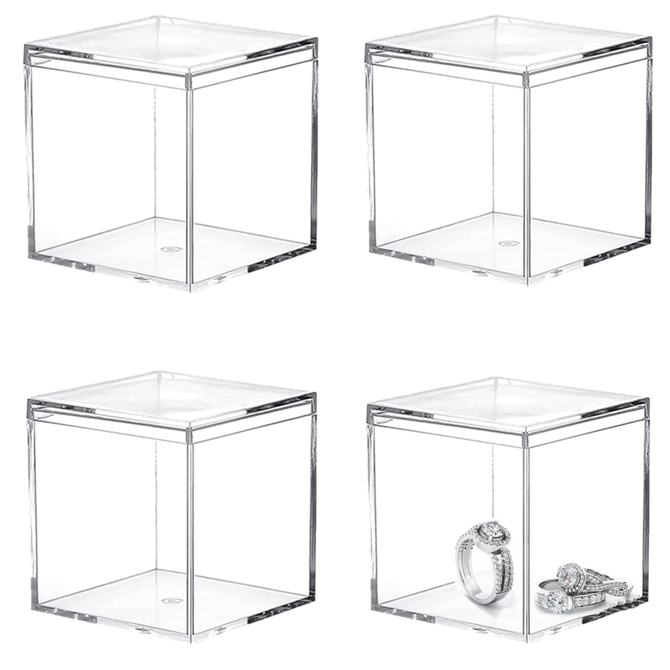 Amazon.com: Small Acrylic Box 4 Packs Clear Acrylic Boxes with Lid ...