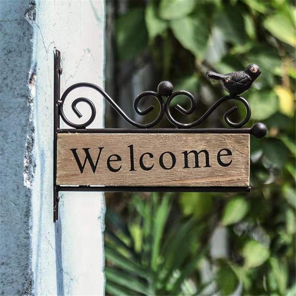Buy LXUA Welcome Card Indoor Outdoor Metal Rustic Wood Hanging Welcome ...