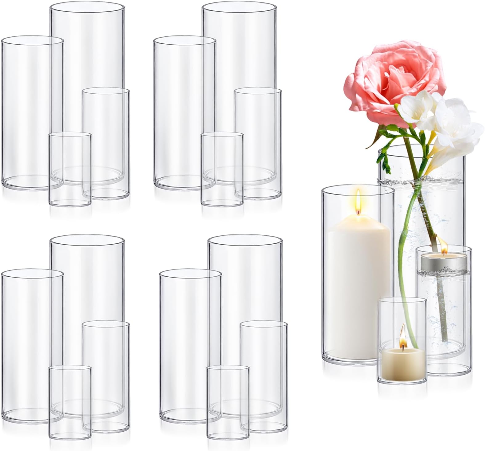 Amazon.com: 24 Pack Glass Cylinder Vases Clear Flower Vase Floating ...