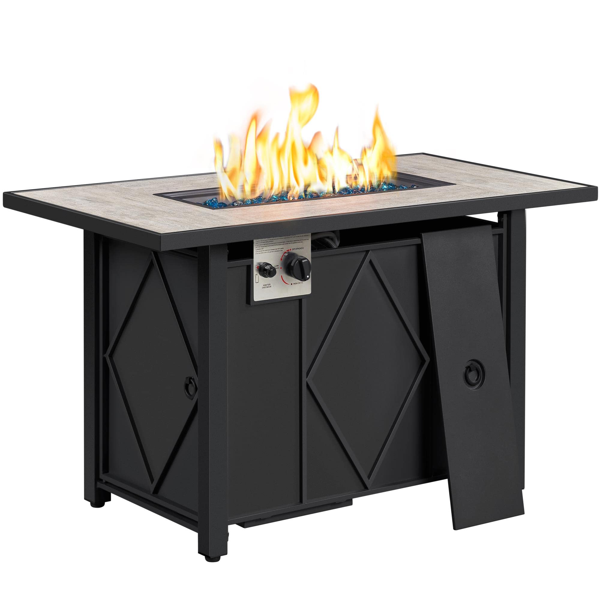 Amazon.com: Yaheetech Propane Fire Pit Large Fire Pit Table 50,000 BTU ...