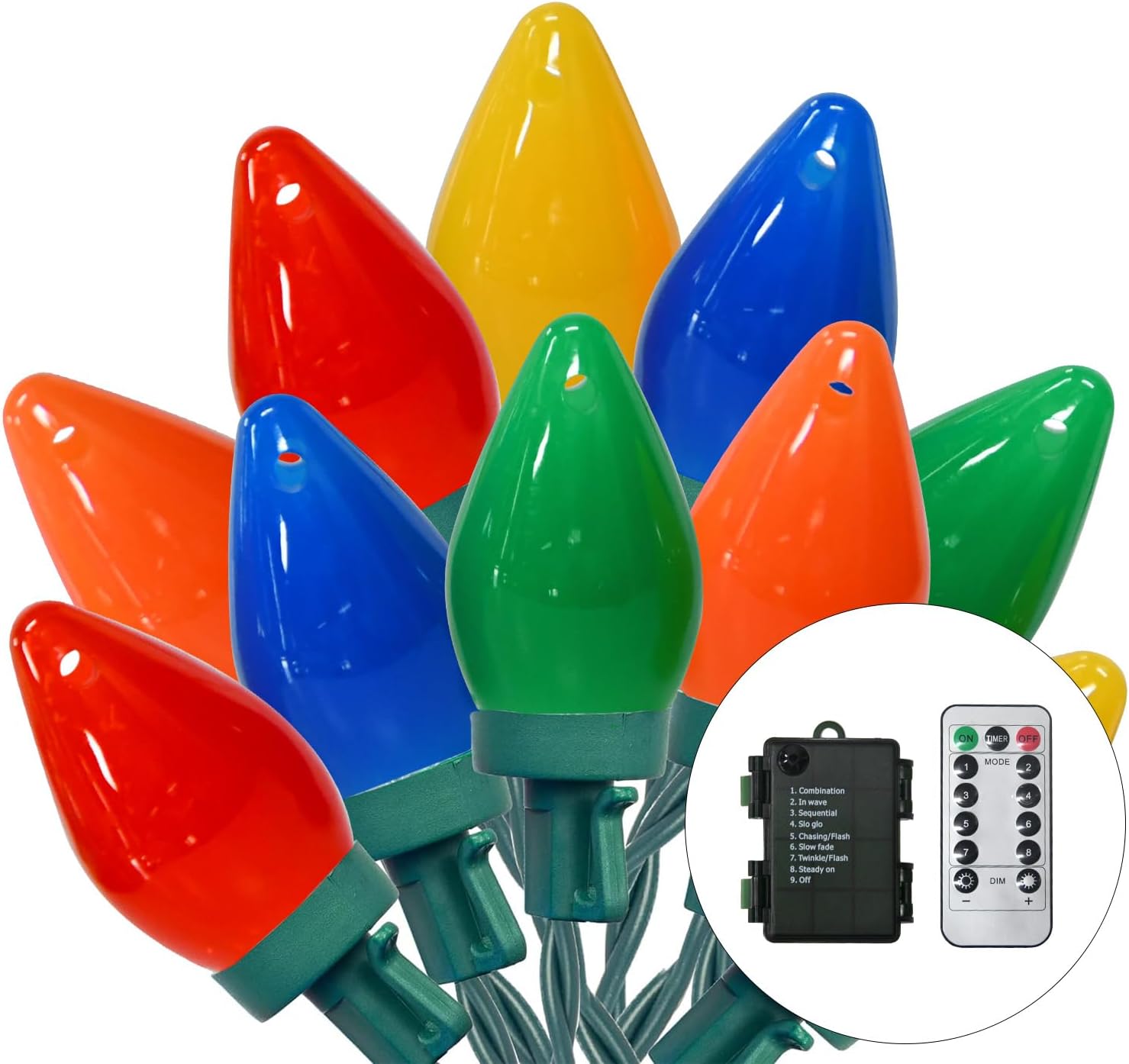 PASUTO 27.5FT C7 LED Christmas Lights Battery Operated Lights with ...