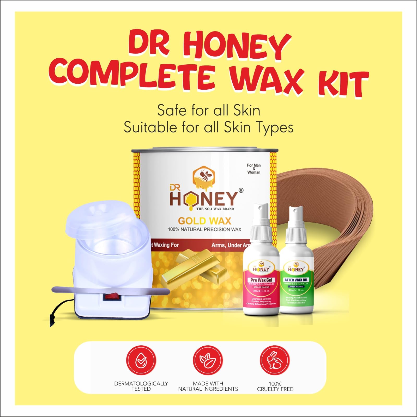 DR HONEY GOLD WAX Wax, PRE WAX GEL AND After wax oil | Waxing Kit, Hair ...