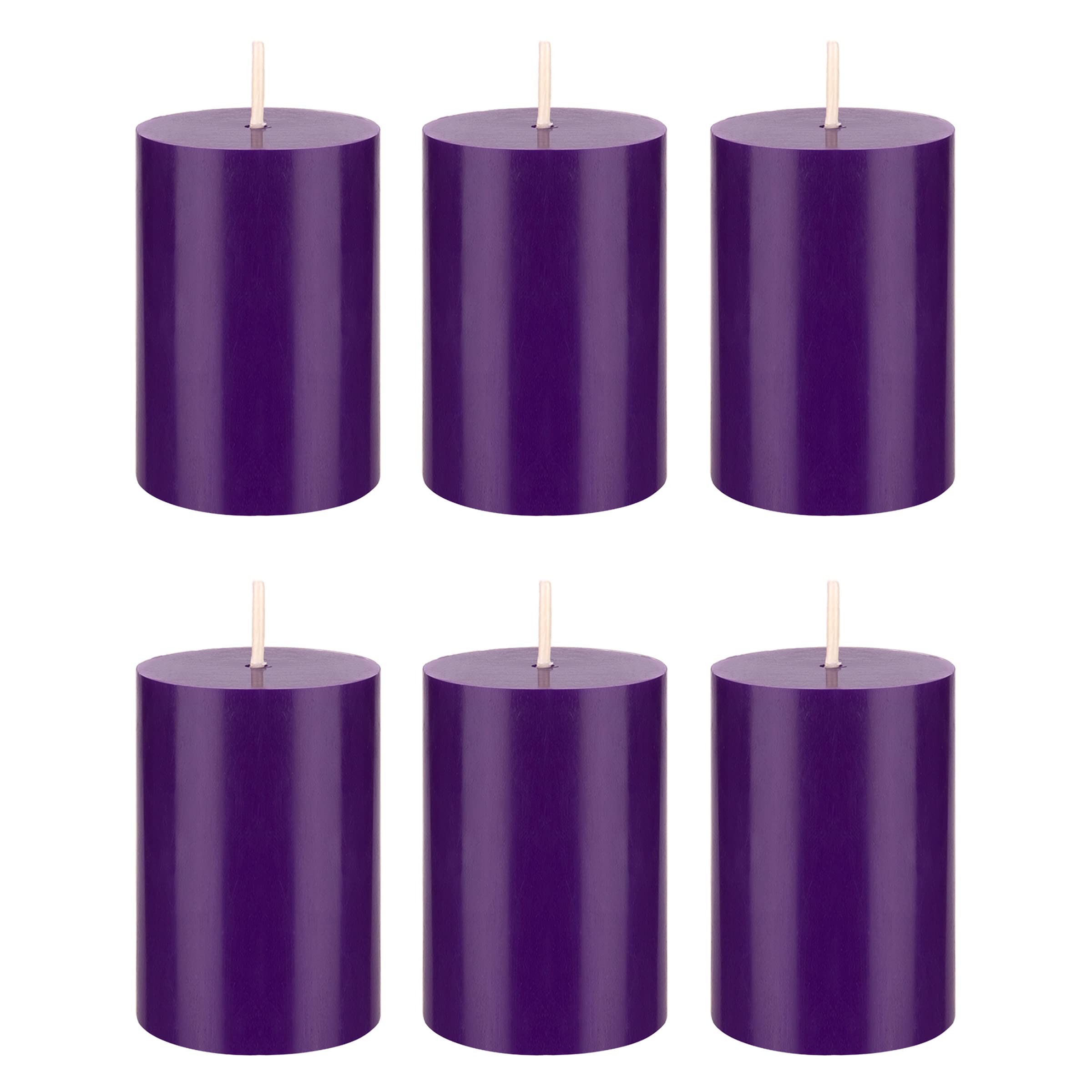 Amazon.com: Mega Candles 6 pcs Unscented Purple Round Pillar Candle ...