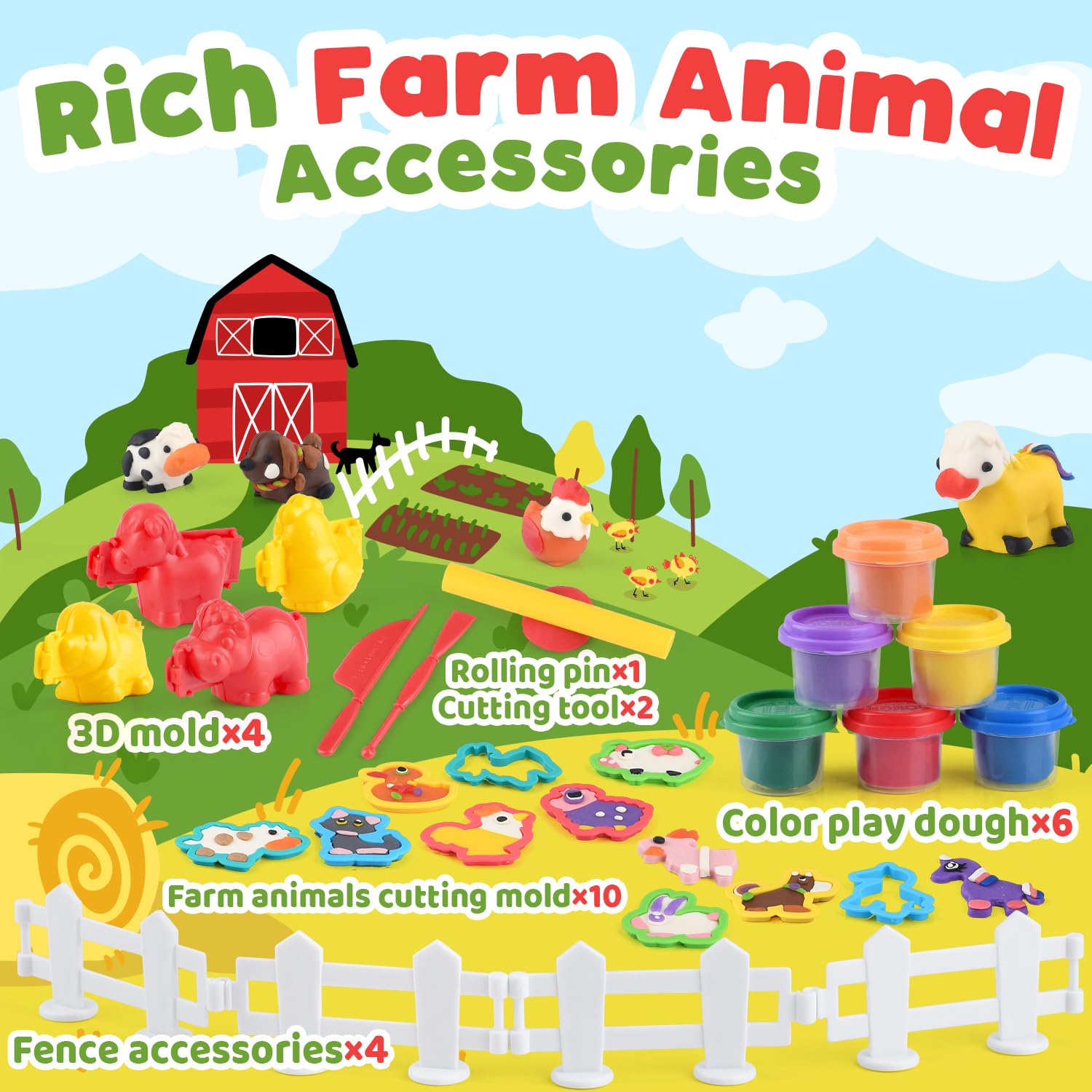 Snapklik.com : Farm Animals Playdough Sets For Kids Ages 4-8, Playdough ...