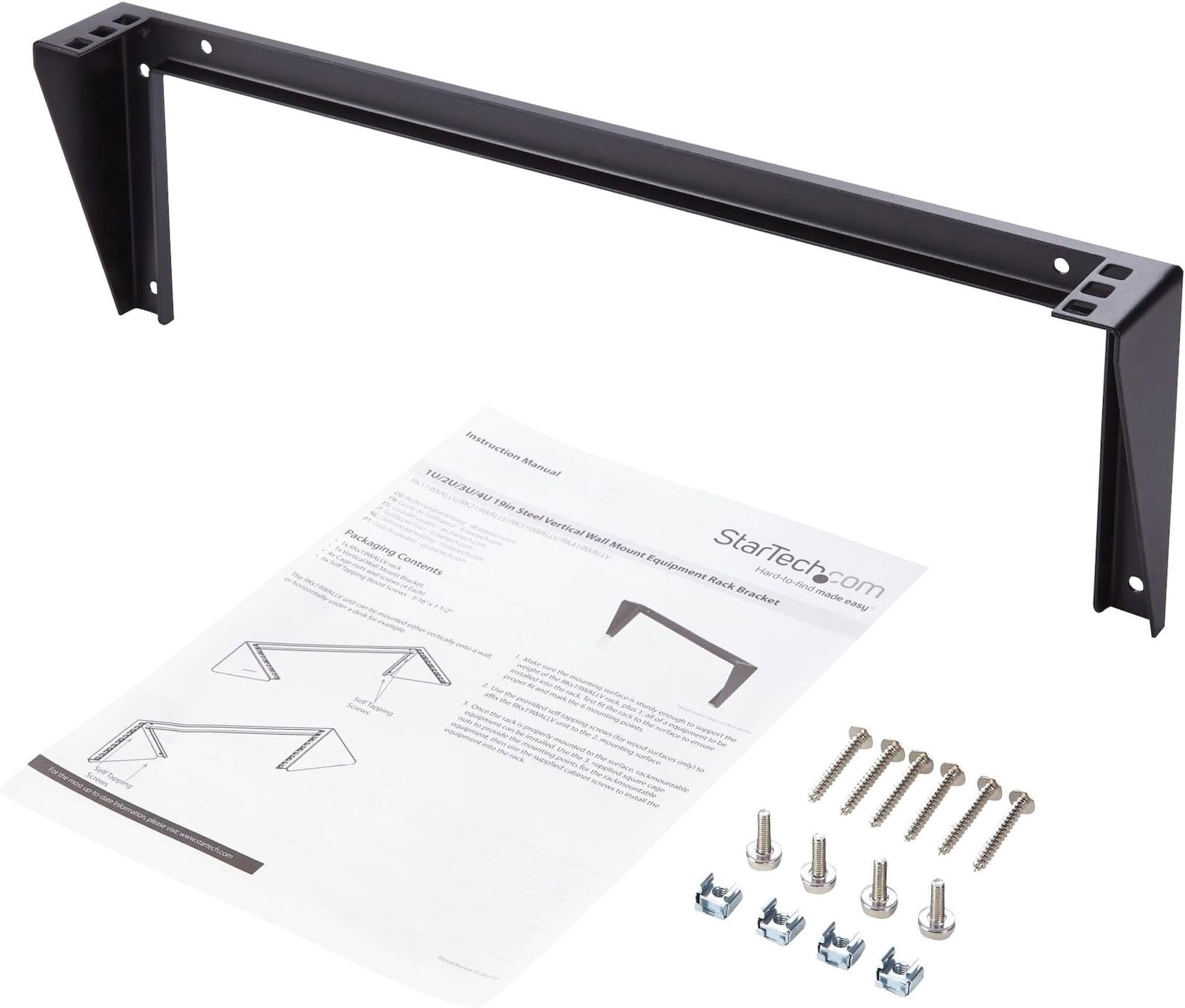 Amazon.com: StarTech.com 1U Wall Mount Patch Panel Bracket – 19 in ...