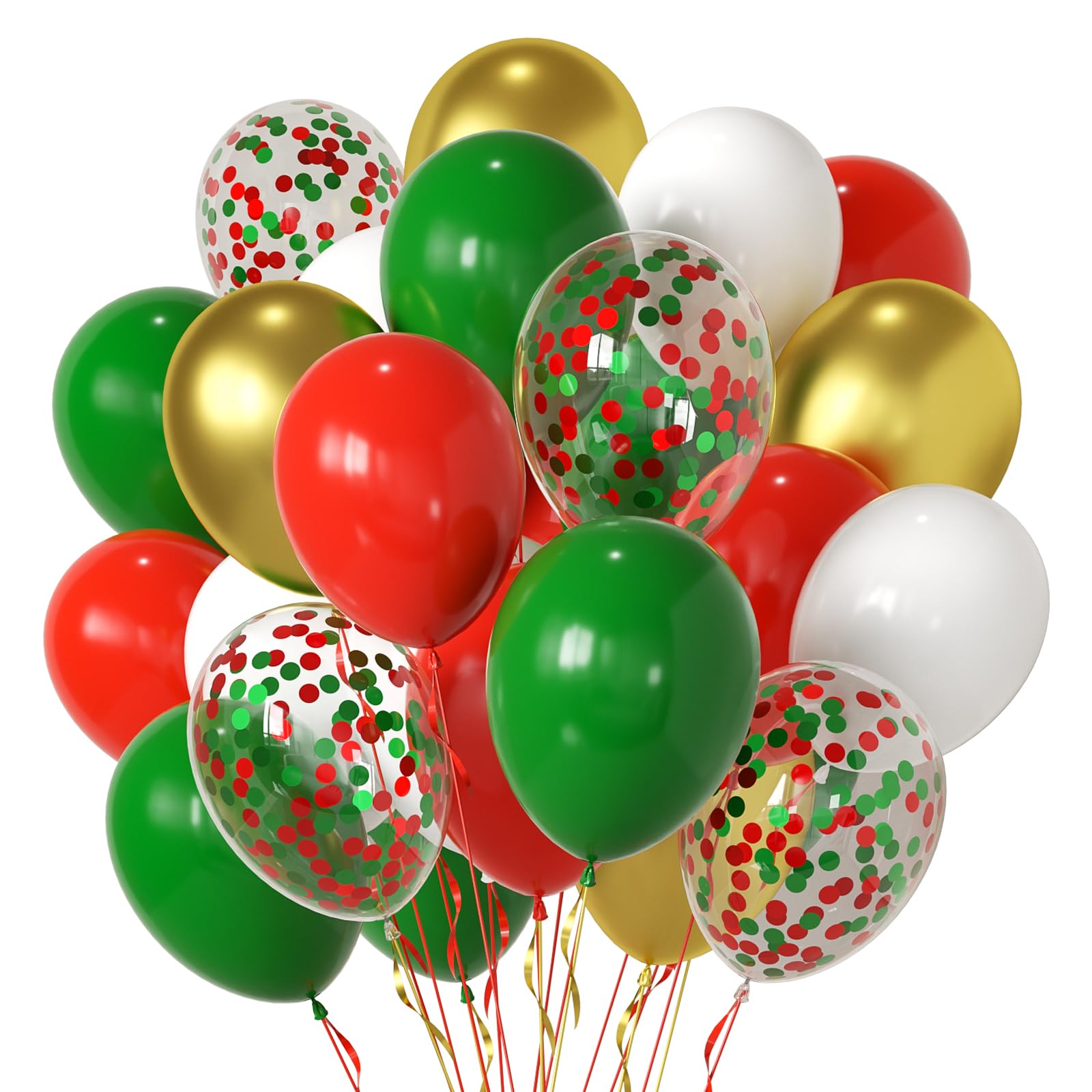 Amazon.com: Christmas Party Balloons,50 pcs Green Red Gold Balloons ...