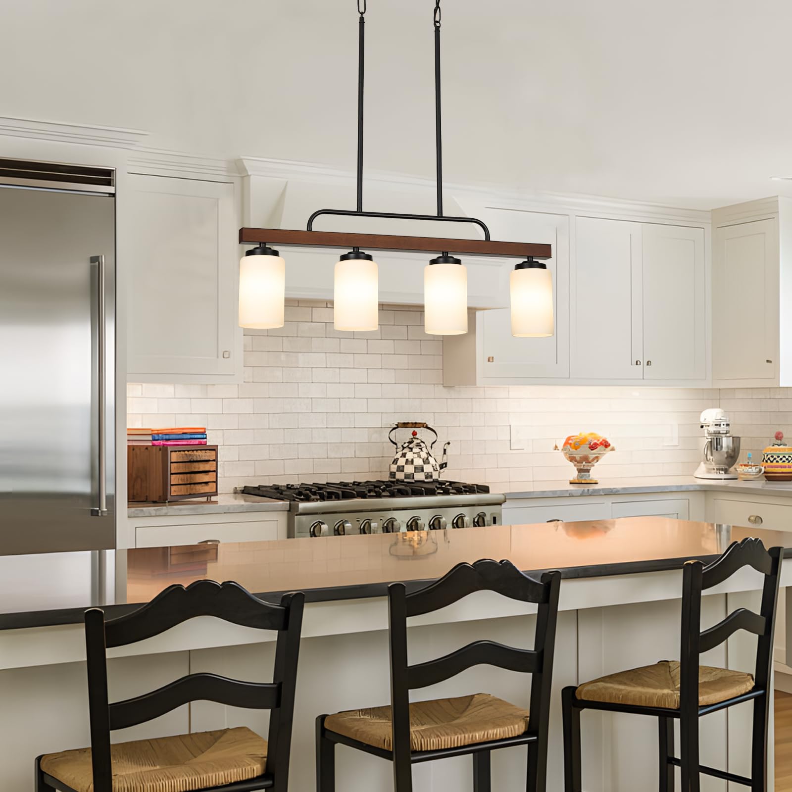 Snapklik.com : Farmhouse Dining Room Light Fixture Over Table, Black 4 ...