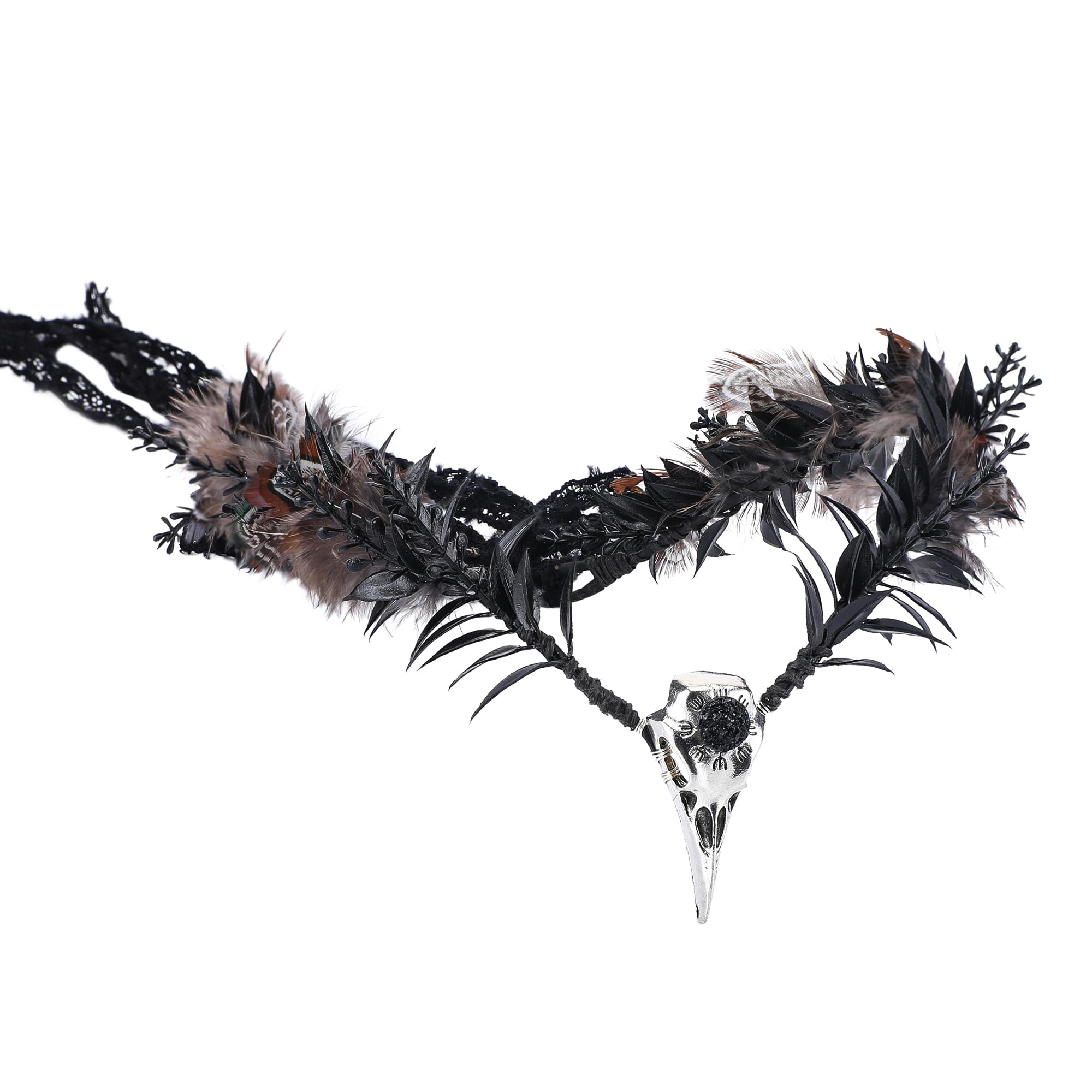 Amazon.com : MOSTORY Handmade Raven Elf Crown - Gothic Feather Cirlet ...