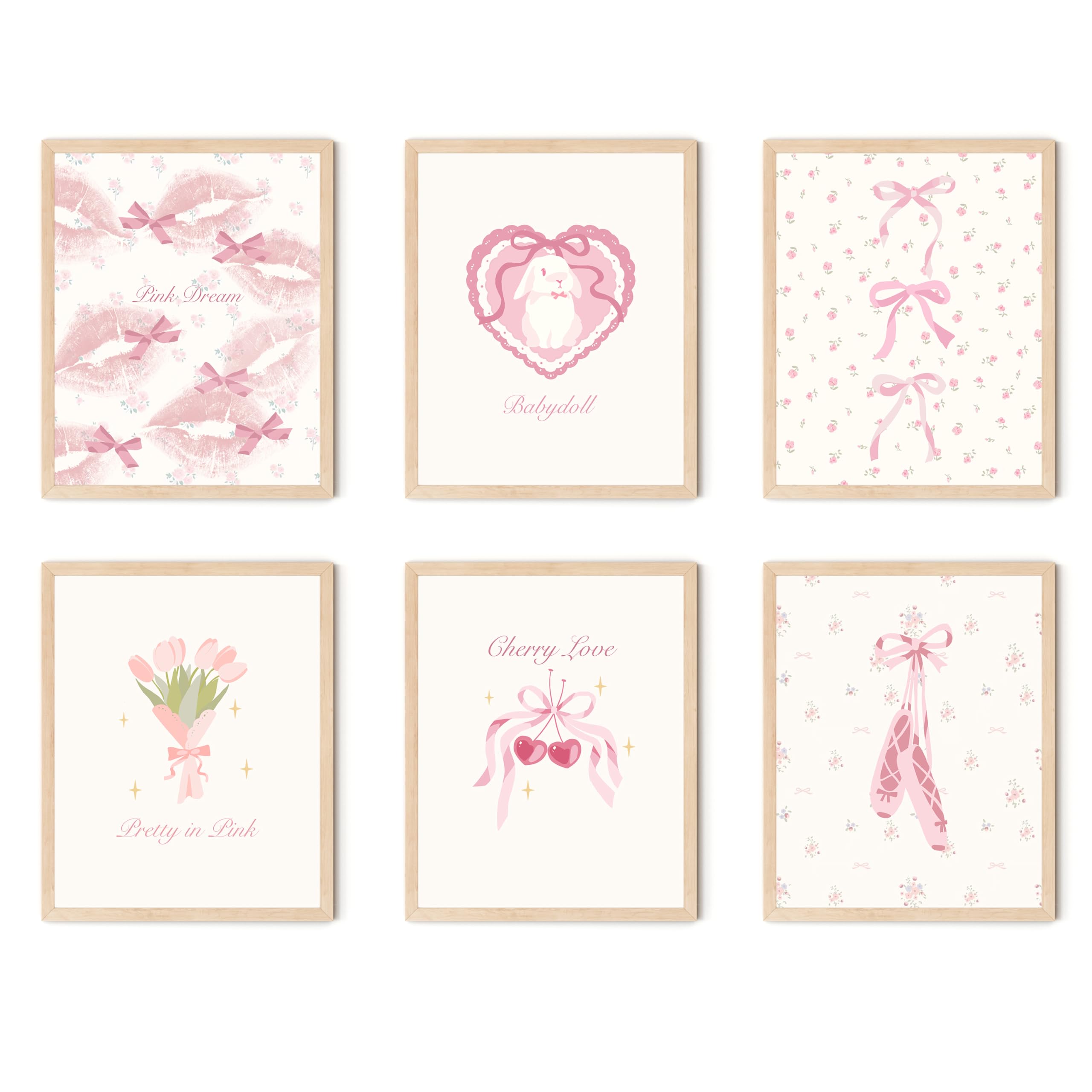 Twodays Coquette Room Decor Aesthetic Pastel Pink Bows Posters Girls ...