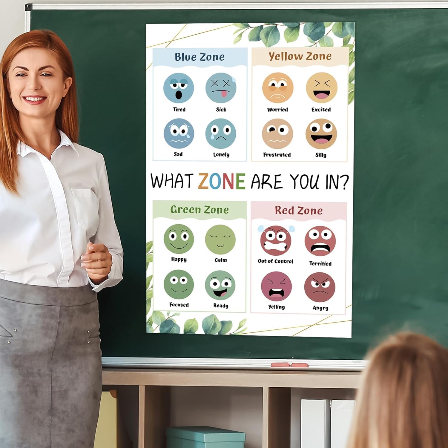 Feelings Chart for Kids Greenery Emotions Poster Bermuda | Ubuy