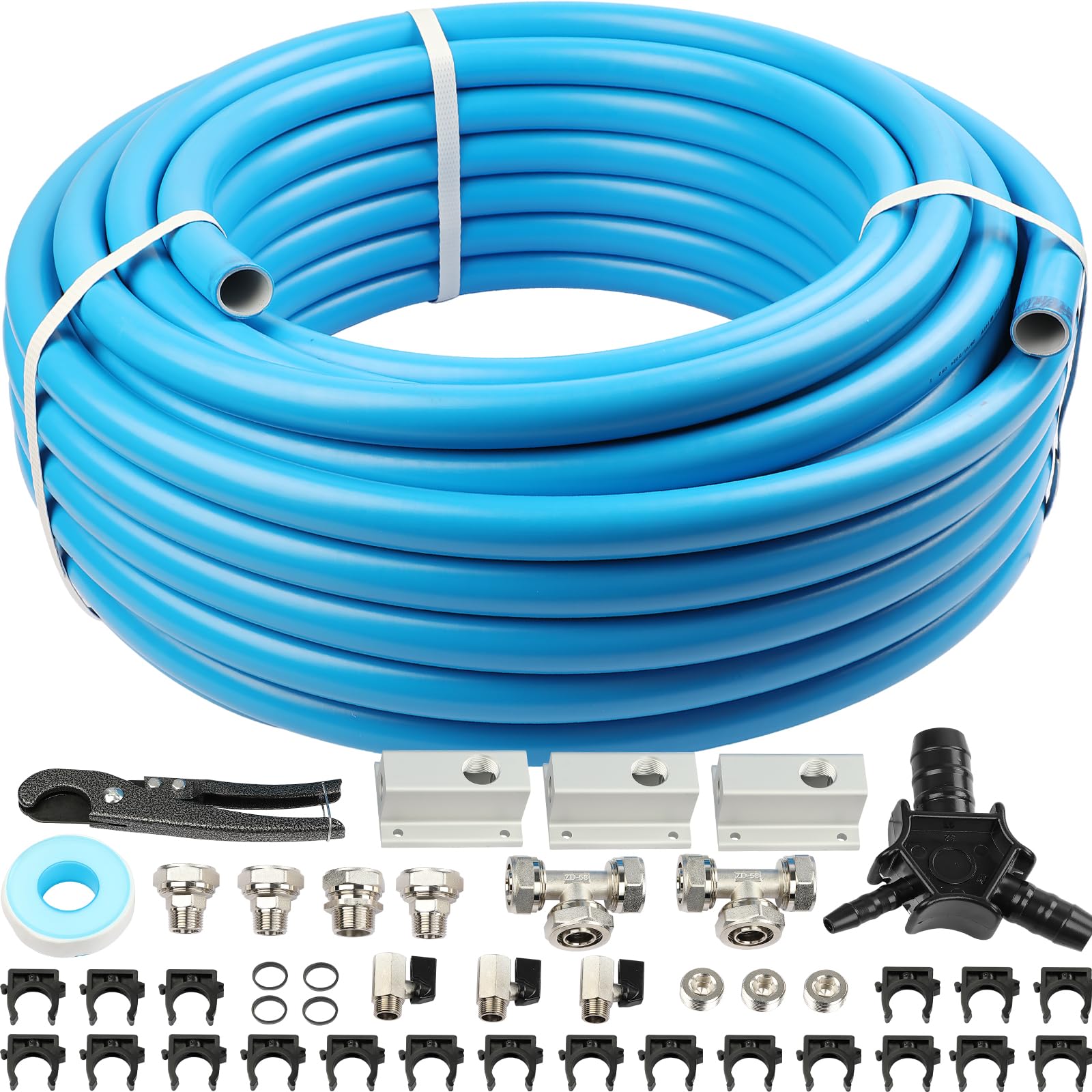 M7500 Compressed Air Piping Kit 3/4" x 100 feet HDPE Aluminum Air Line ...