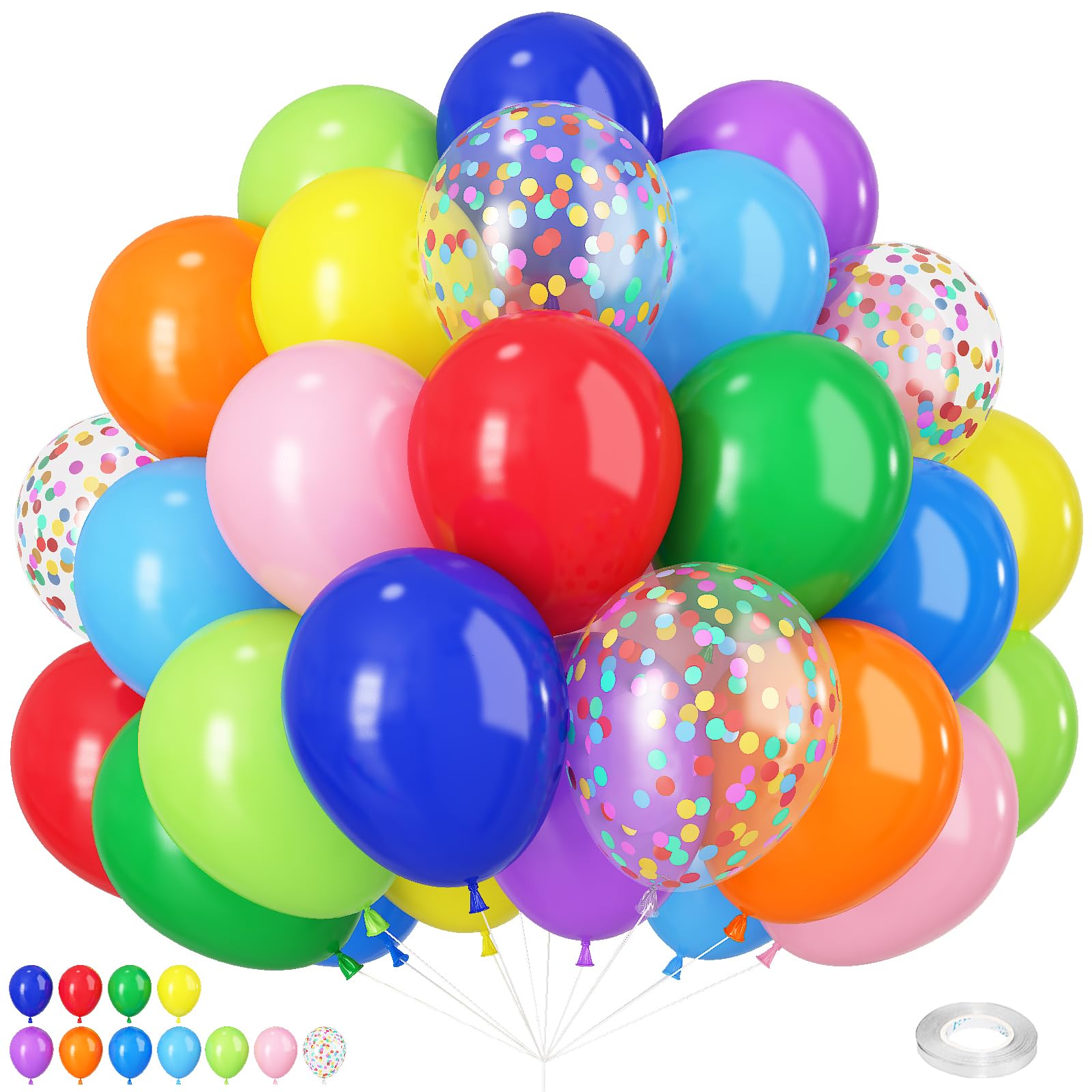 Amazon.com: Colorful Balloons Rainbow Assorted Colors Balloons Set ...