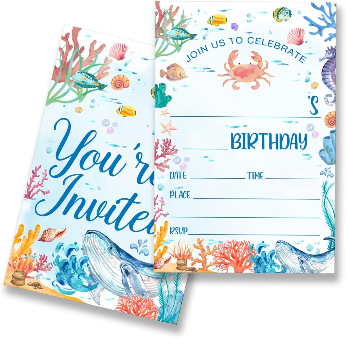 Amazon.com : Ymyfdyj Under The Sea Birthday Invitations for Kids, Sea ...