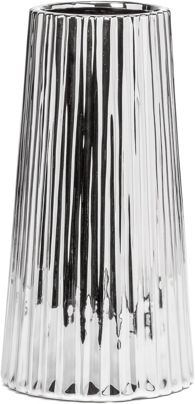 Amazon.com: Torre & Tagus Thena Ceramic Tapered Vase, 10", Silver ...