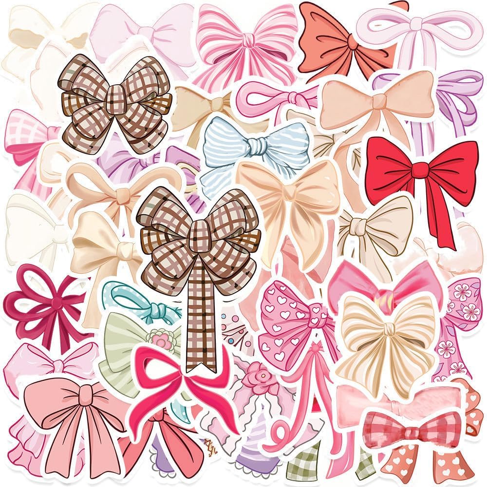 Amazon.com: 50PCS Coquette Bows Stickers,Girly Bows Stickers,Retro Cute ...