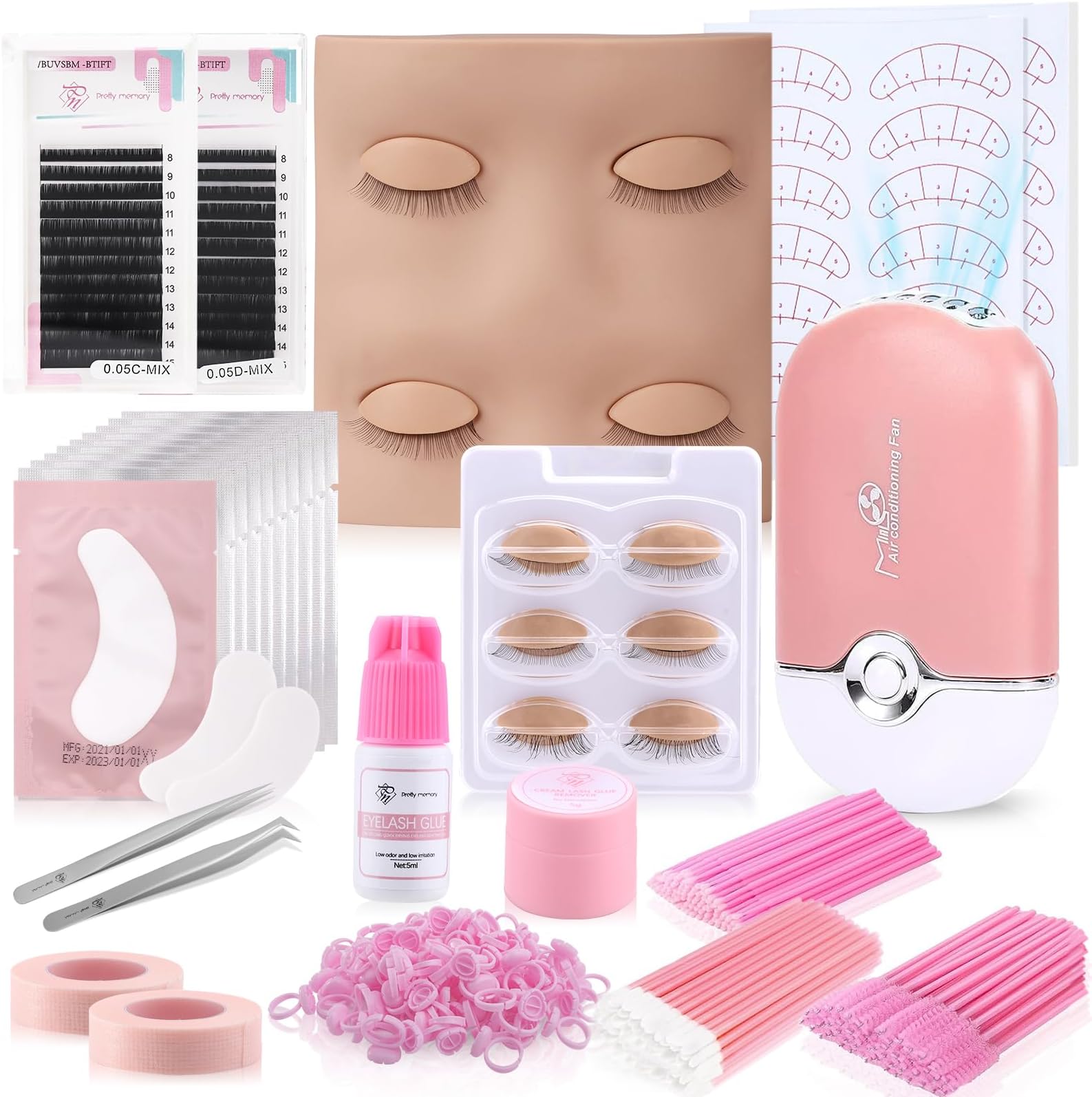 Amazon.com: Pretty memory 225 PCS Eyelash Extension Kit with Mannequin ...