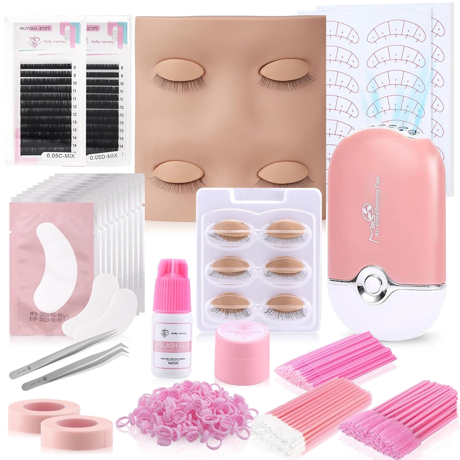 Amazon.com: Pretty memory 225 PCS Eyelash Extension Kit with Mannequin ...