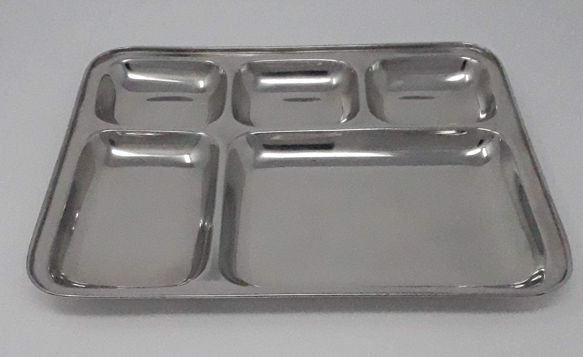 Amazon.com: Stainless Steel Rectangular Divided Dinner Tray 5 sections ...