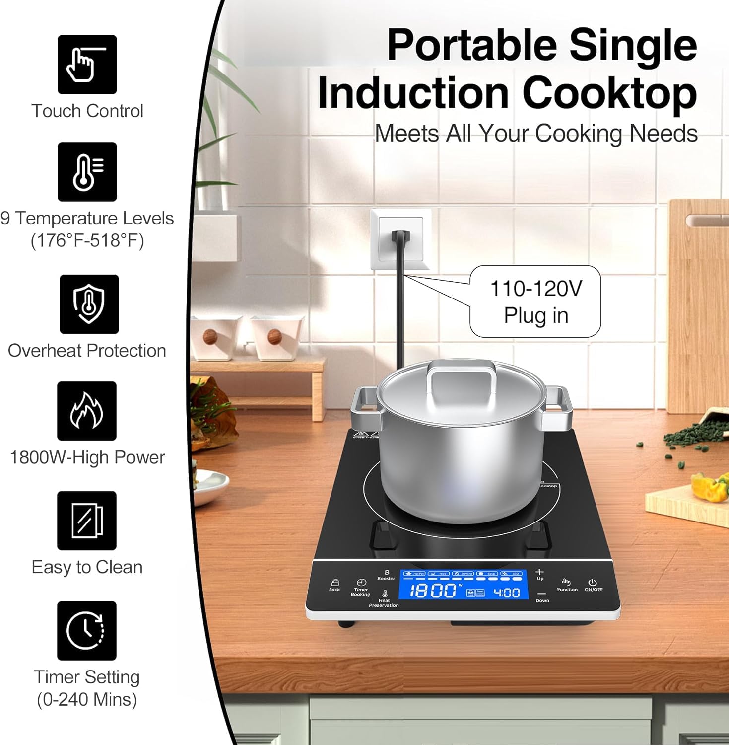 Snapklik.com : VBGK Induction Cooktop,1800W Hot Plate For Cooking ...