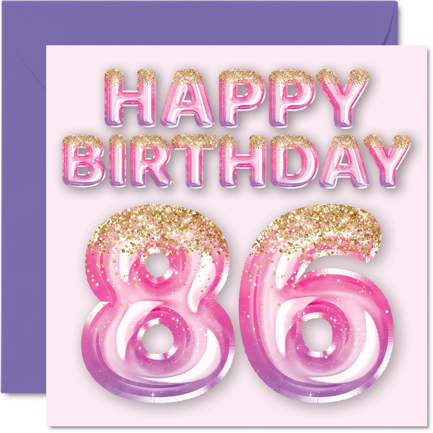 Amazon.com : 86th Birthday Card for Women - Pink & Purple Glitter ...