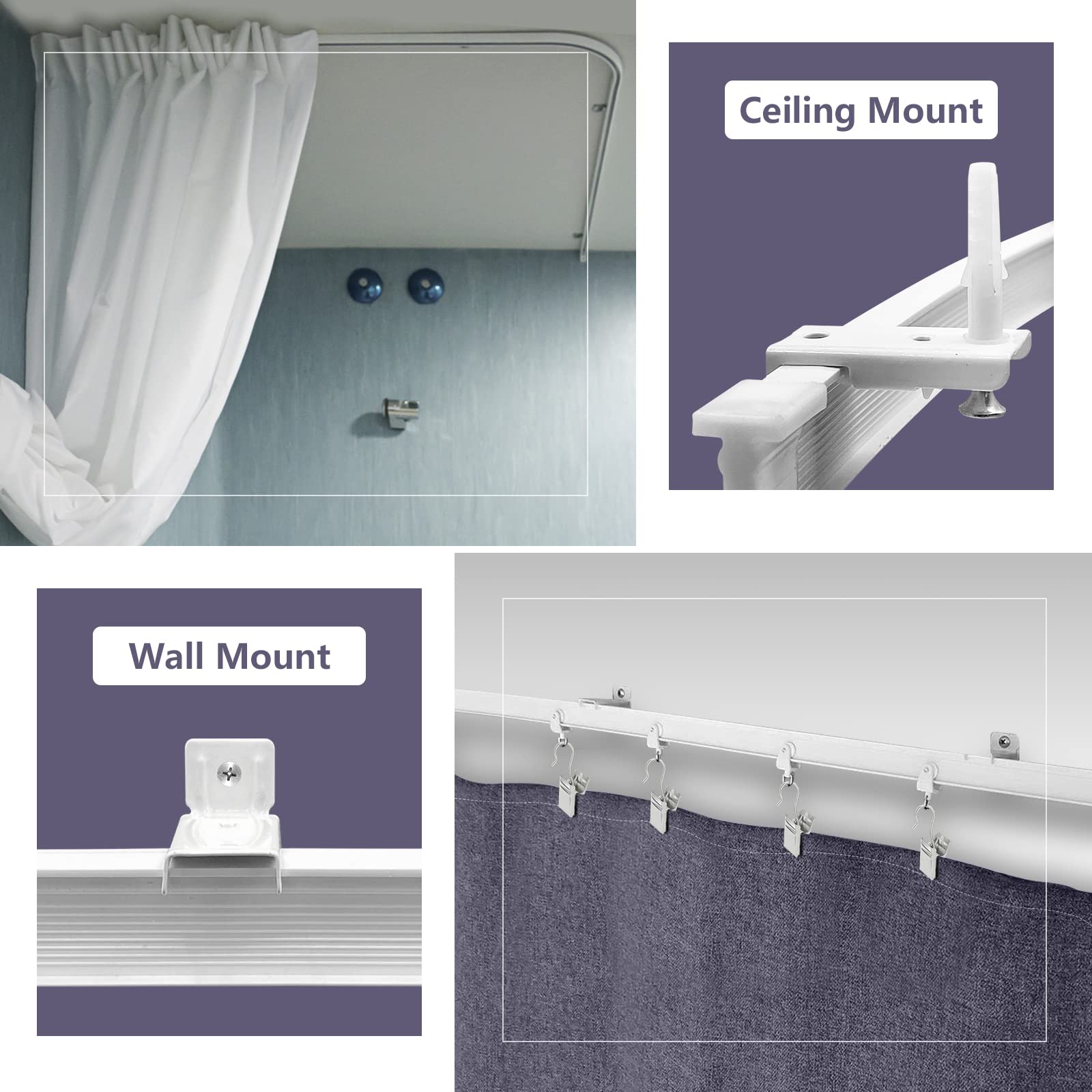 Snapklik.com : Ceiling Curtain Track Flexible Bendable Ceiling Curtain ...