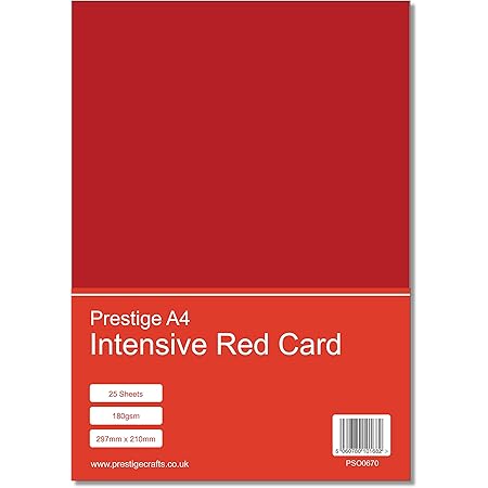 A3 Red Card Paper Printer - 180gsm 20 Sheets - Coloured Craft Card ...