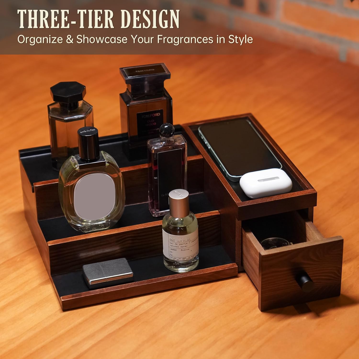 Snapklik.com : Handcrafted 3 Tier Wooden Cologne Organizer For Men ...