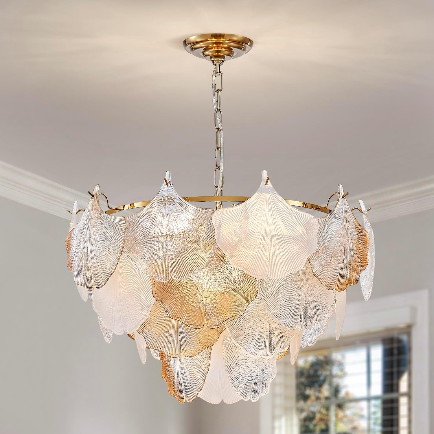 Wellmet Coastal Capiz Shell Chandelier, 9 Lights Beach Light Fixture ...