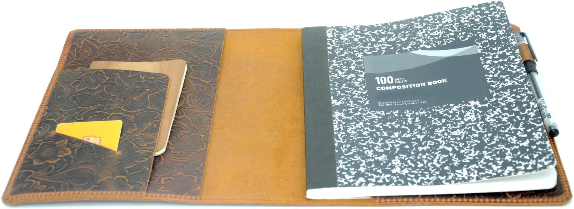 Amazon.com : JJNUSA Genuine Leather Journal Notebook Cover Composition ...