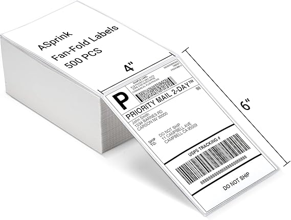 Amazon.com : 4"x 6" Direct Fanfold Thermal Labels - ASprink Direct ...