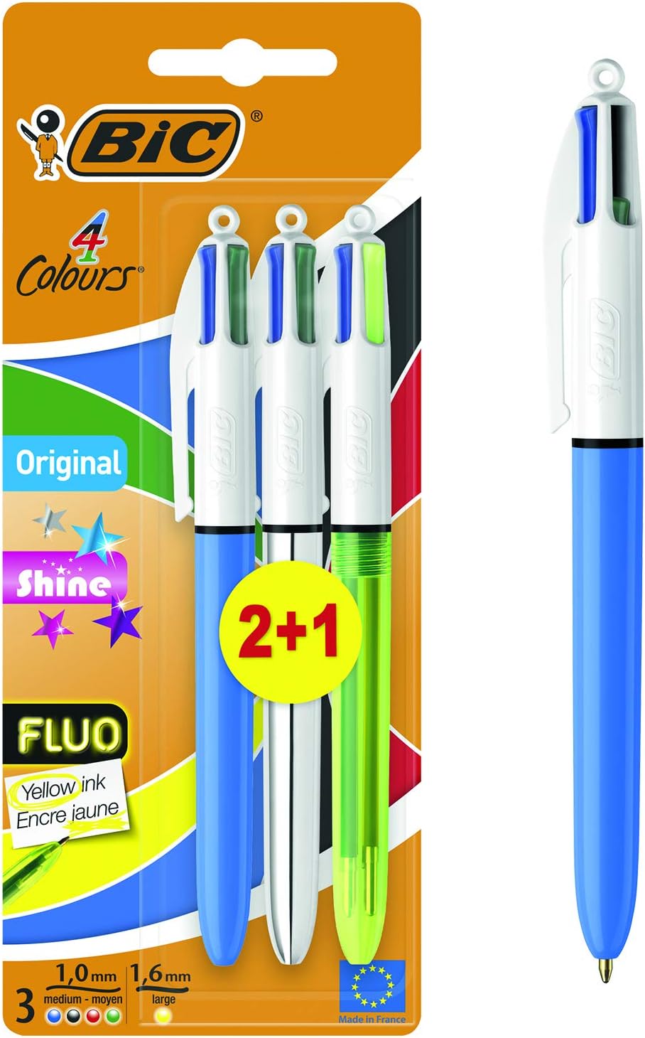 Bic 4 Colours Shine Ballpoint Pen 1.0 mm Medium Tip Metallic Barrel 4 ...