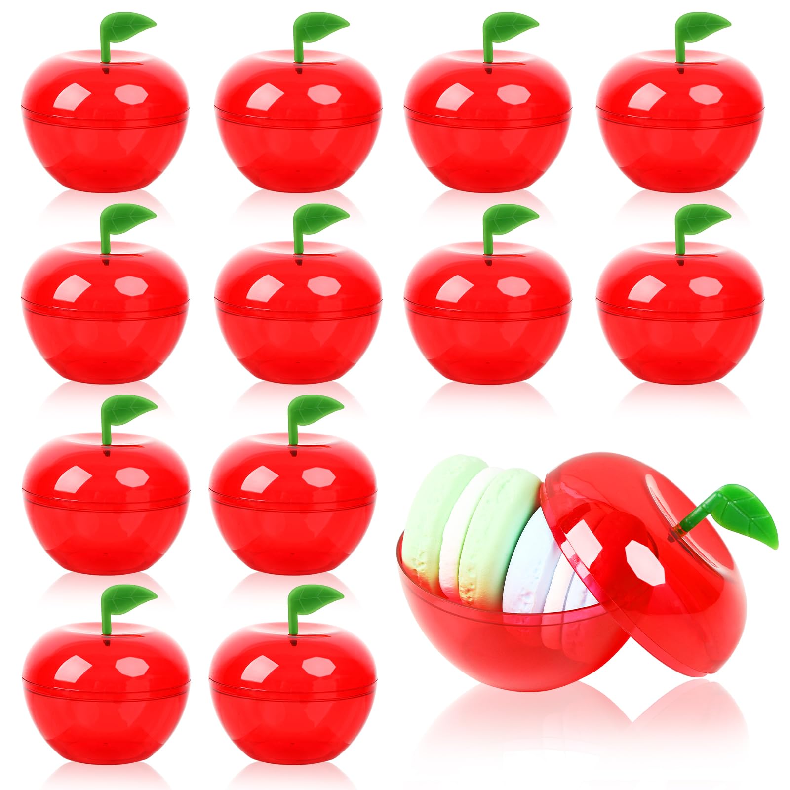 Amazon.com: Jansun 12 Pcs Plastic Apples Containers Teacher Gifts Bulk ...