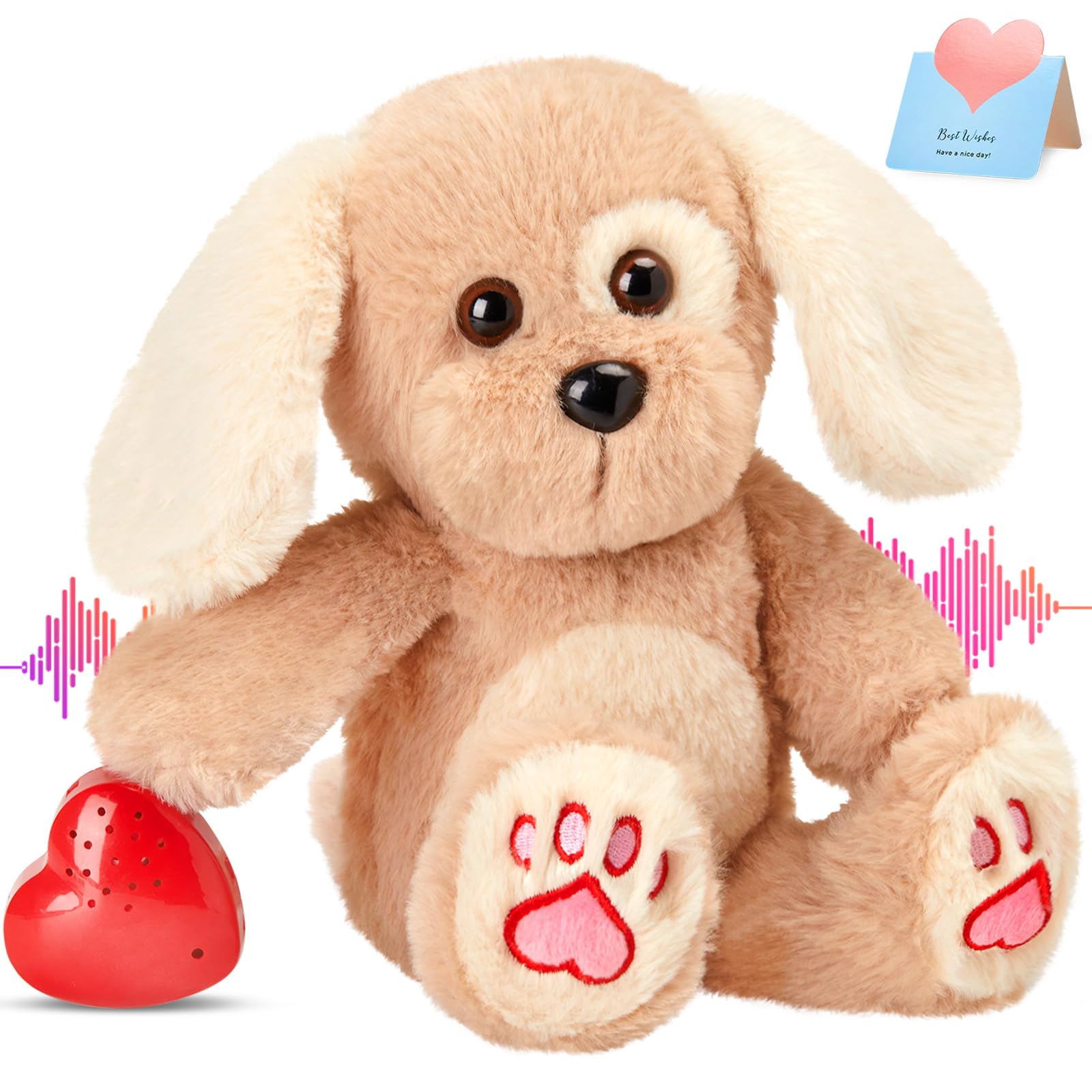 CozyWorld Heartbeat Puppy Recordable Dog Stuffed Animals 30 sec Heart ...