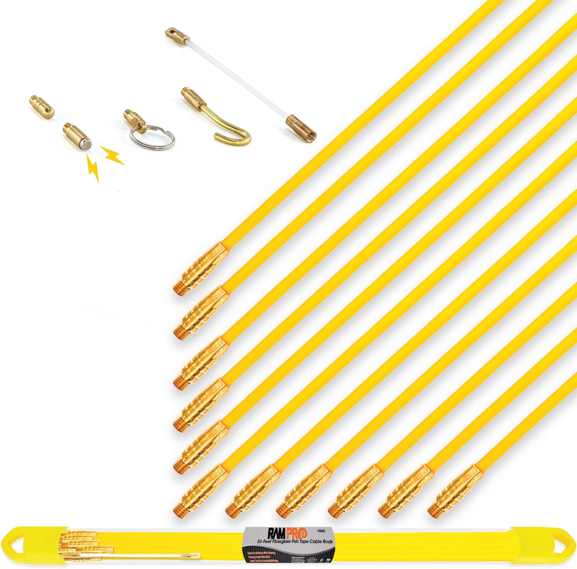 33' Fiberglass Fish Tape Wire Puller - Flexible Wire Puller Electrical ...