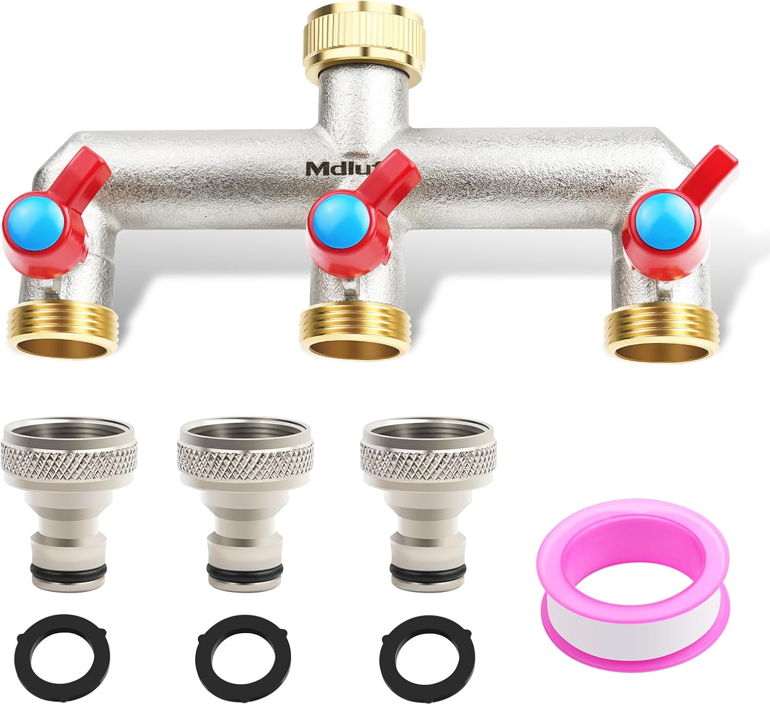 Amazon.com: Mdlufee 3 Way Hose Splitter,Brass Heavy Duty Garden Hose ...