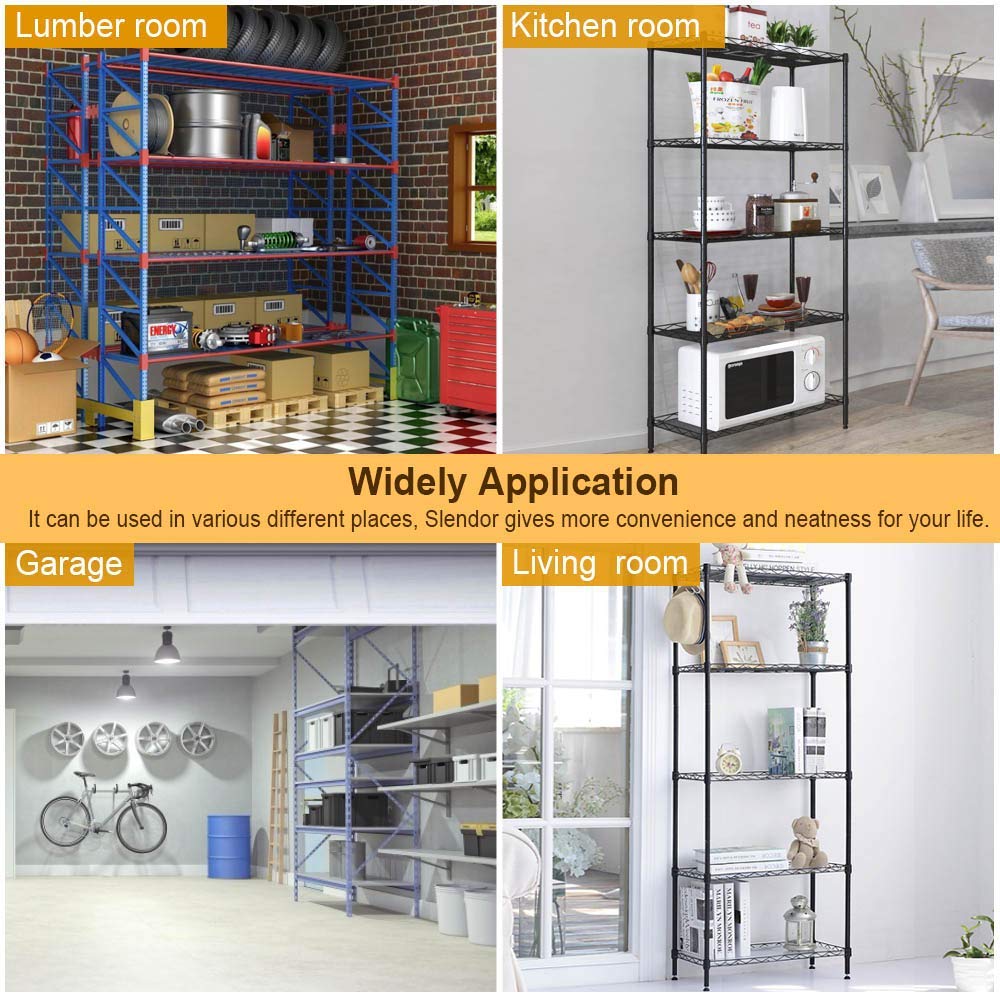 5 Tier Wire Shelving Unit Storage shelves Metal Wire Shelf Storage Rack ...
