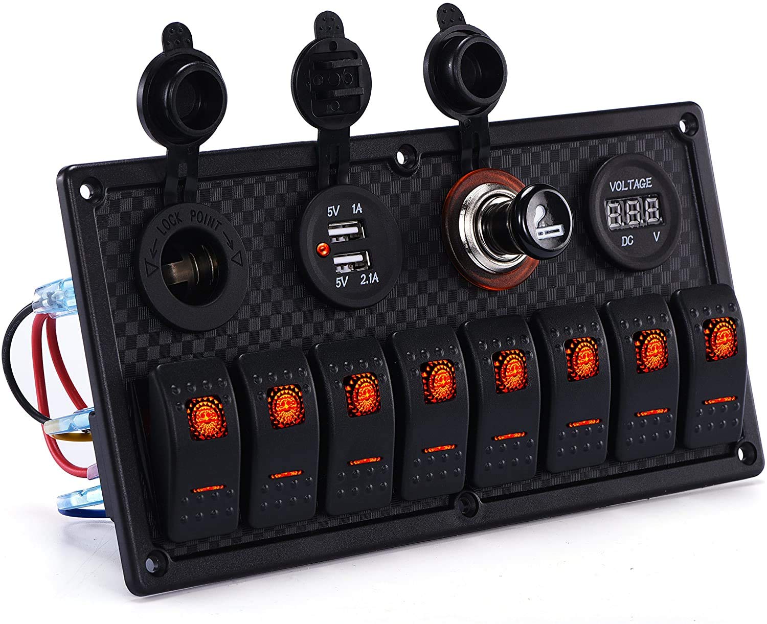 Snapklik.com : MKING 8 Gang Waterproof Marine Boat Rocker Switch Panel