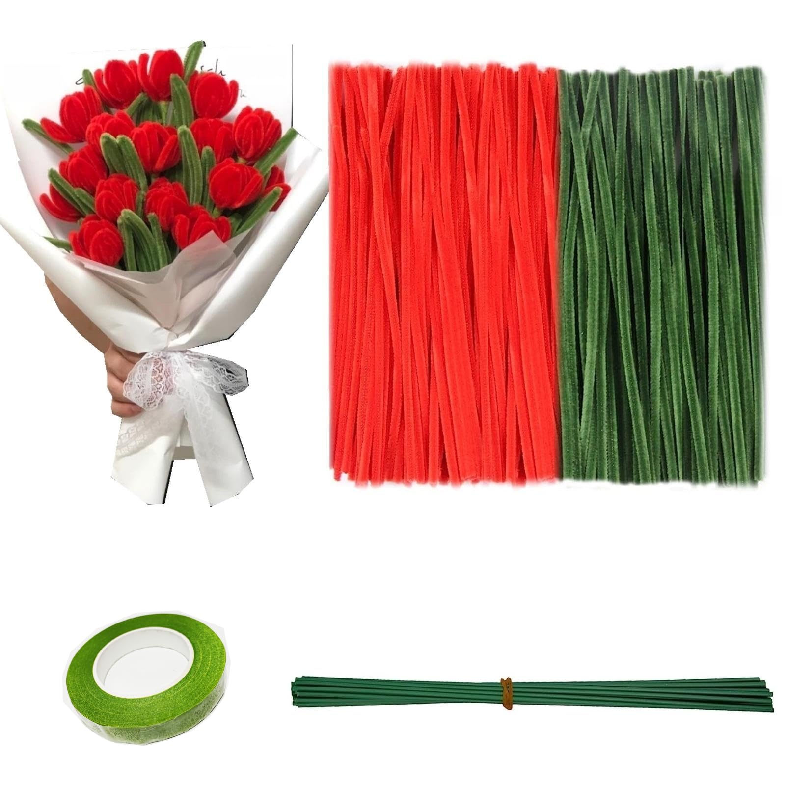 Snapklik.com : 200pcs Pipe Cleaners Craft Supplies, DIY Tulip Bouquet ...
