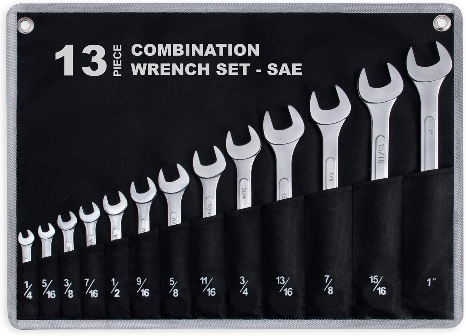 13 Piece Complete SAE Combination Wrench Set In Roll up Pouch No