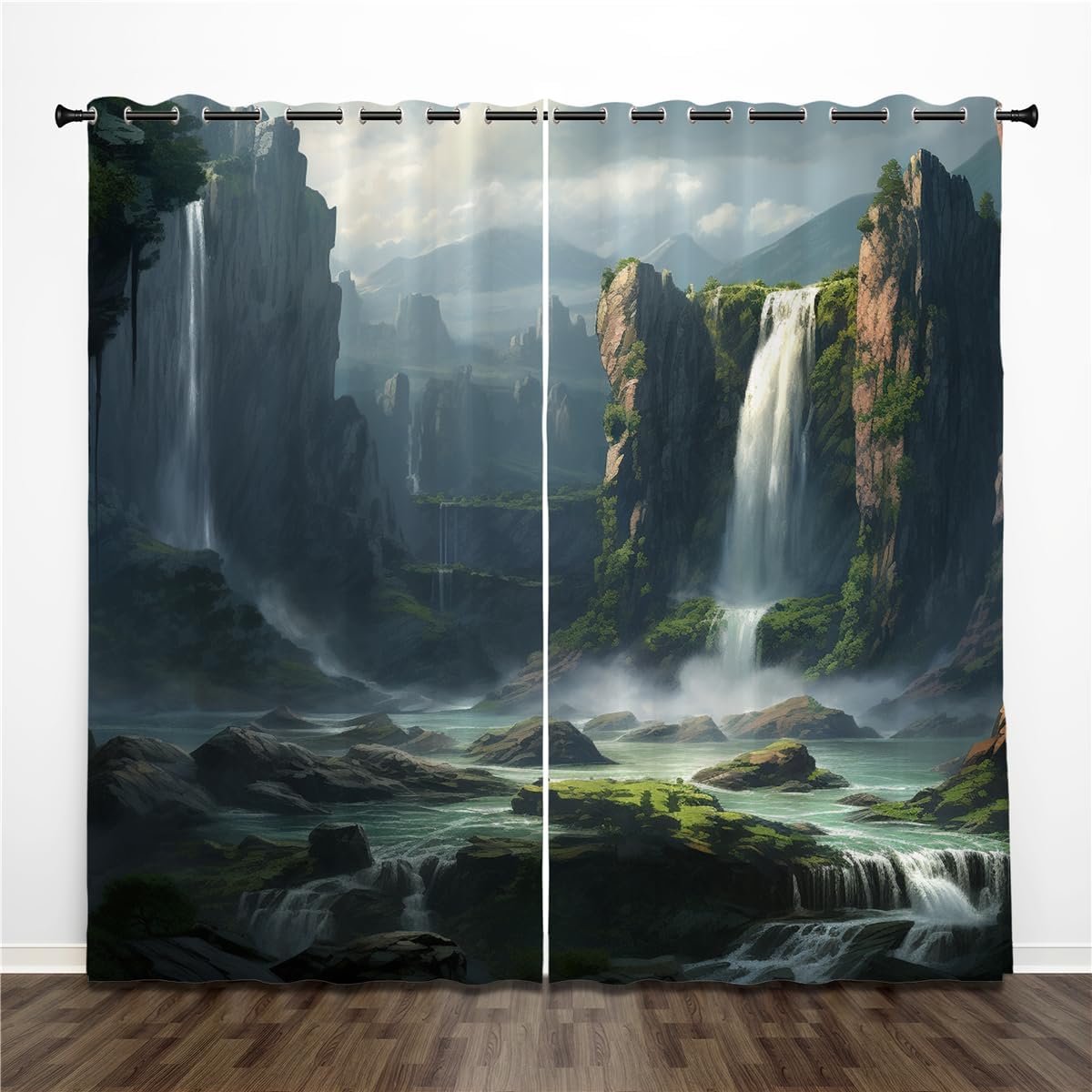 Amazon.com: AyPoint Waterfall Grommet Blackout Curtains 2 Panels ...