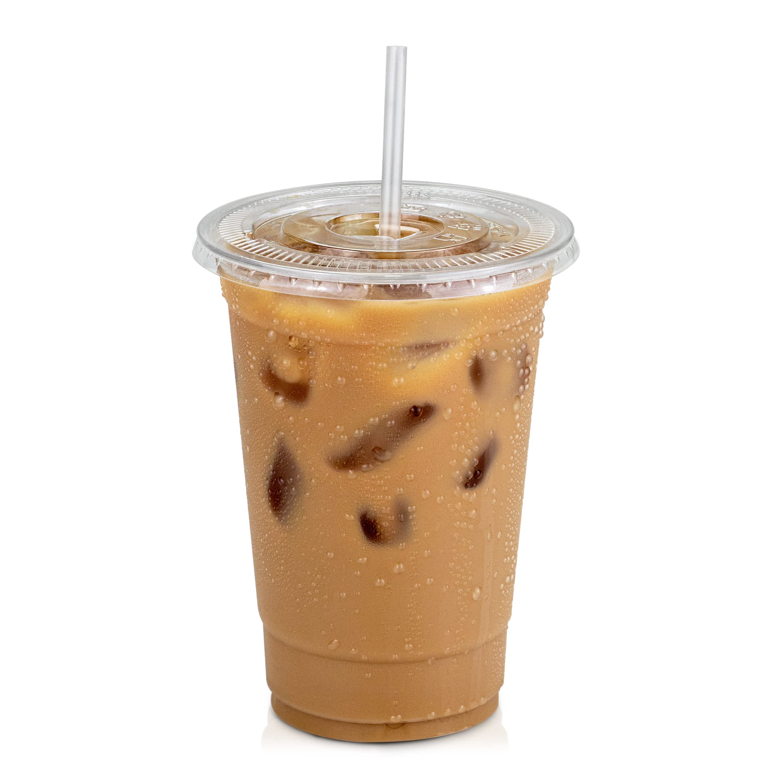 Buy 50 Pack 20 Oz BPA Free Clear Plastic Cups With Flat Slotted Lids