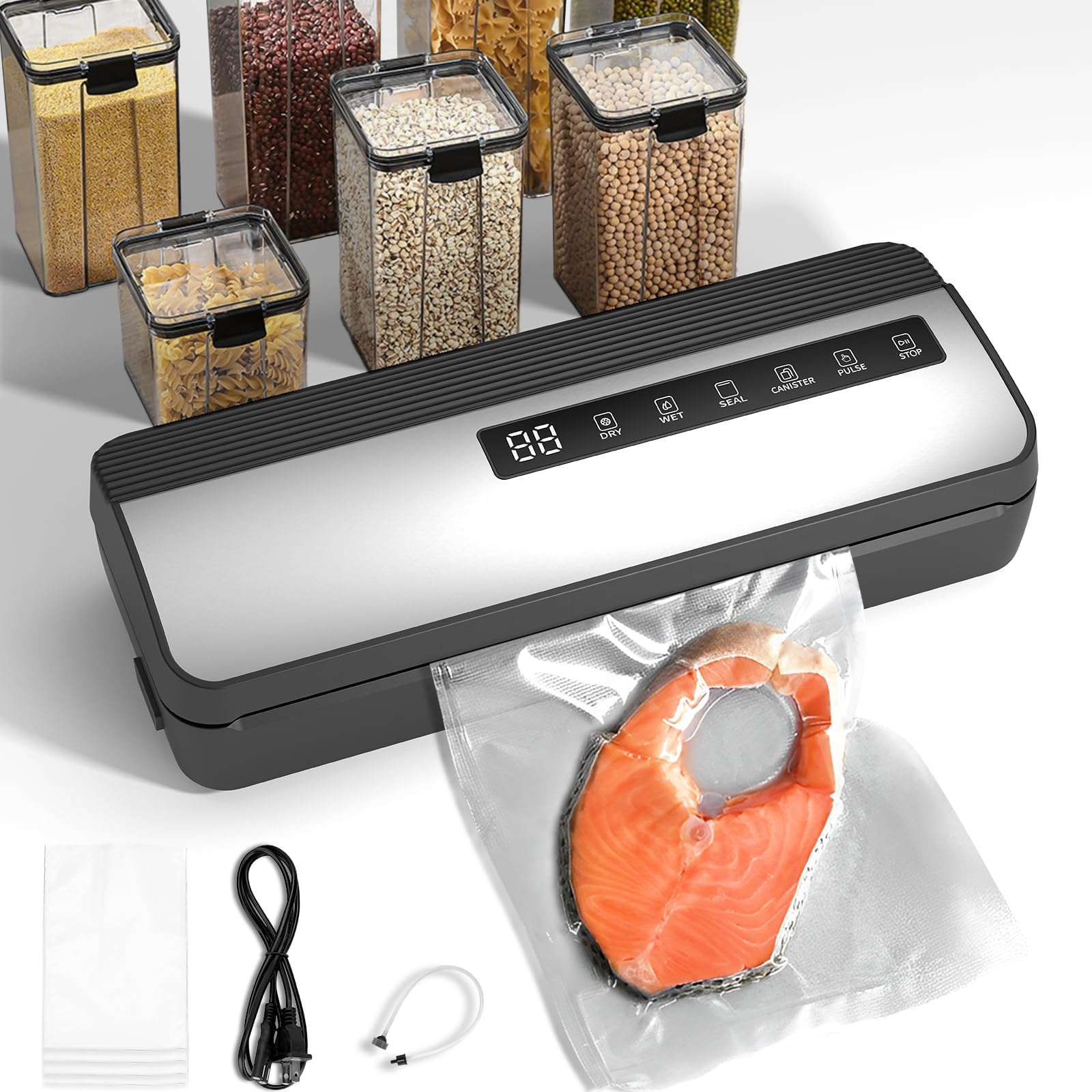 Amazon.com: Vacuum Sealer Machine,75KPa Suction Power Food Vacuum Saver ...