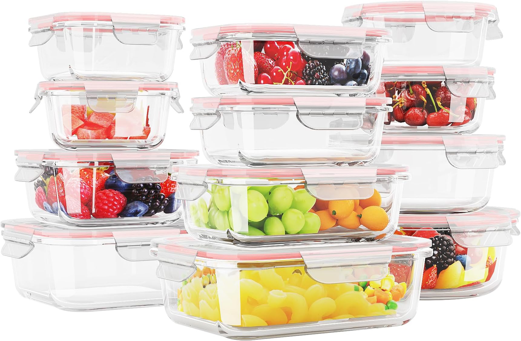 Amazon.com: HOMBERKING 12 Sets Glass Food Storage Containers with Lids ...