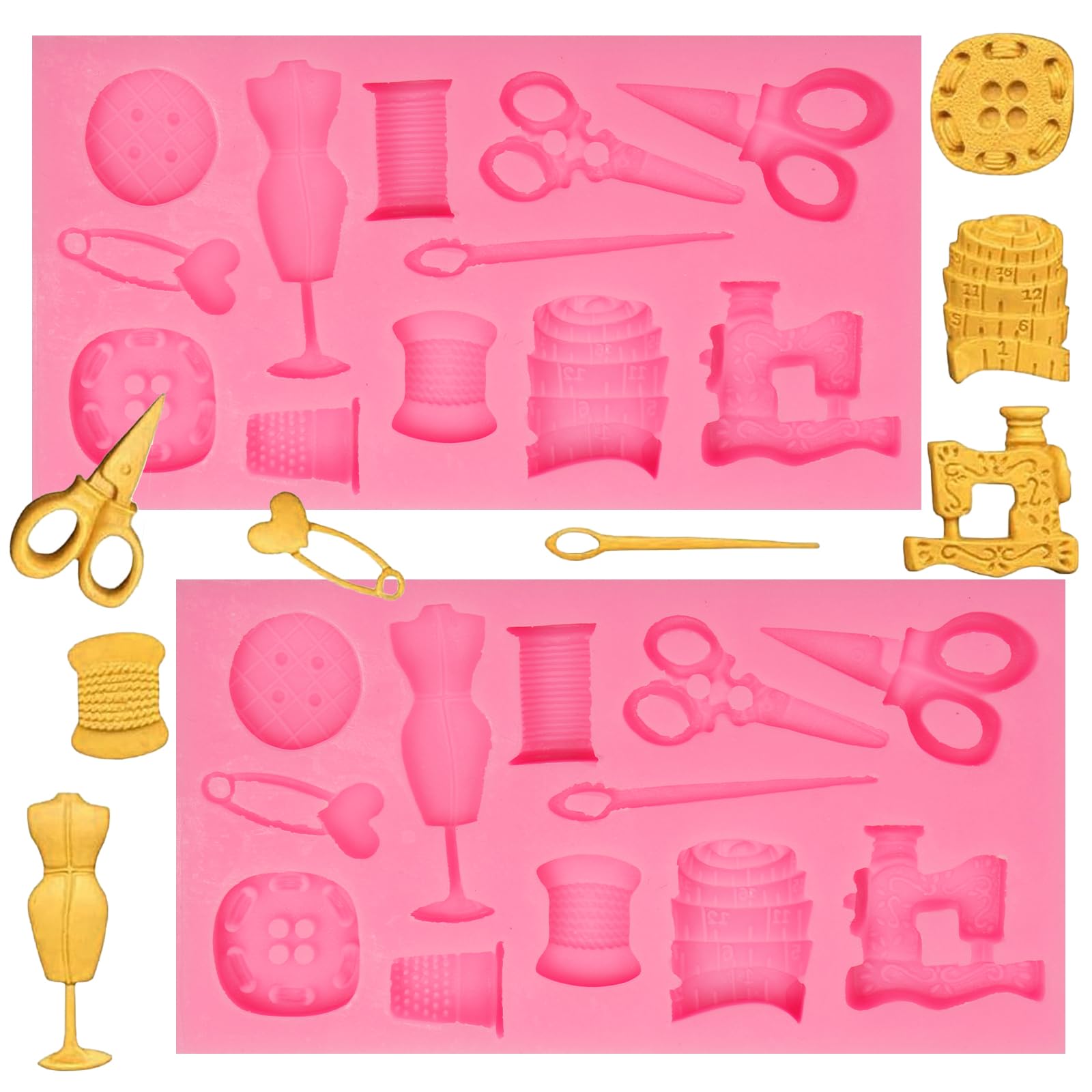 Amazon.com: Sewing Tools Silicone Molds 2 Pcs, Scissors Button Sewing ...